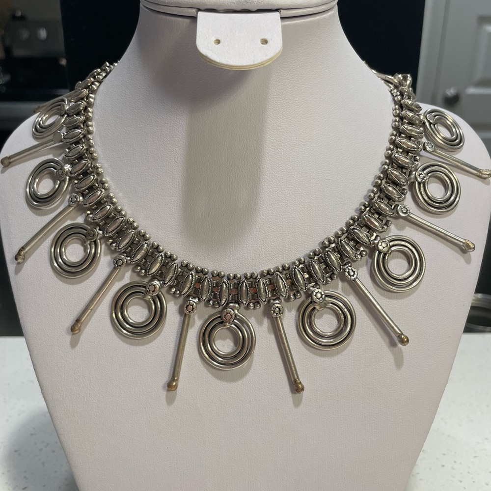 Art Deco Sterling Silver Collar Necklace - Gem